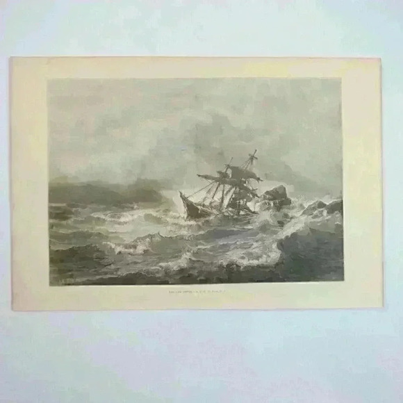 Art | Art Print Ship Sea Waves The Lee Shore Mfh De Haas The Aldine ...